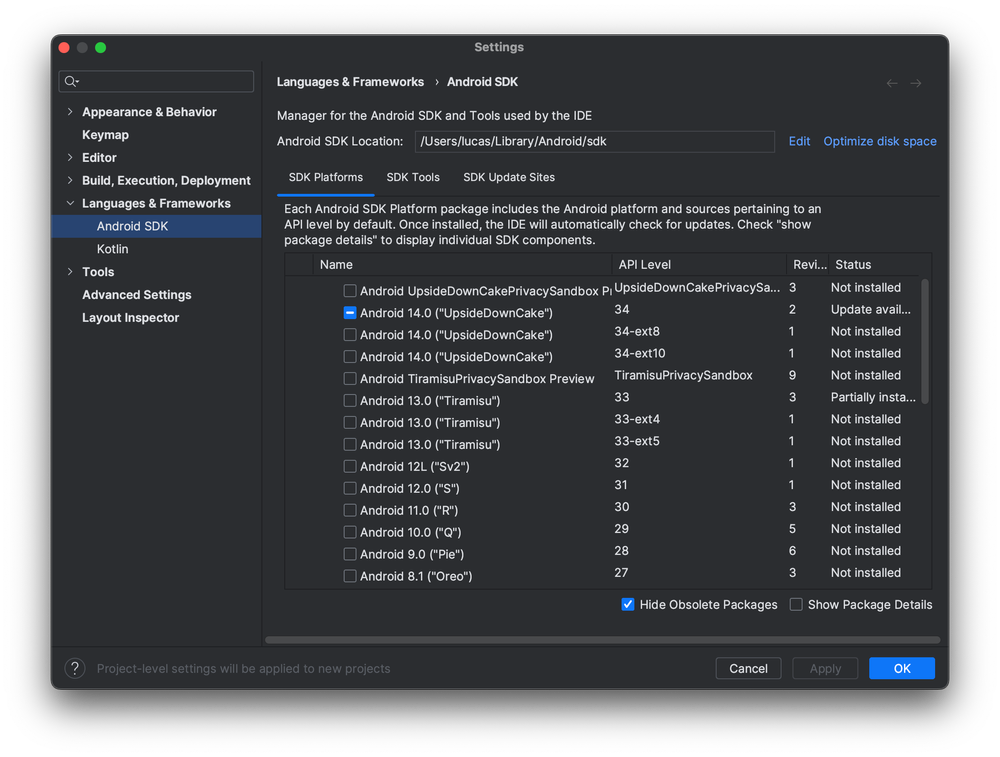 Instalando Android SDK pelo Android Studio