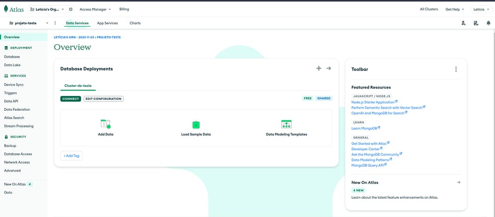 Como utilizar MongoDB Atlas