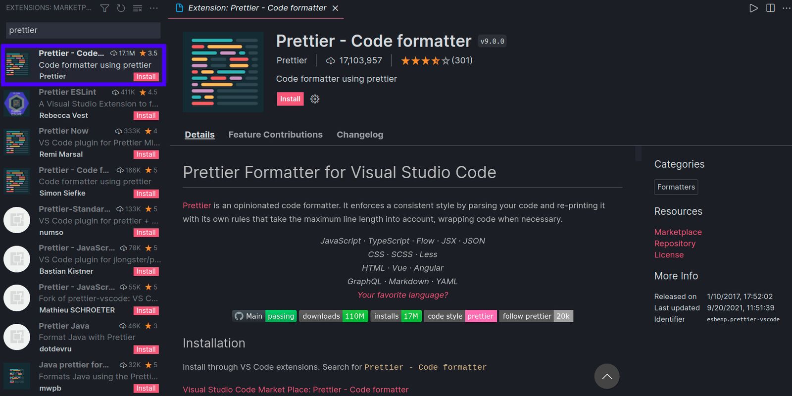 Configurando a extensão Prettier no Visual Studio Code Configurando a extensão Prettier no Visual Studio Code