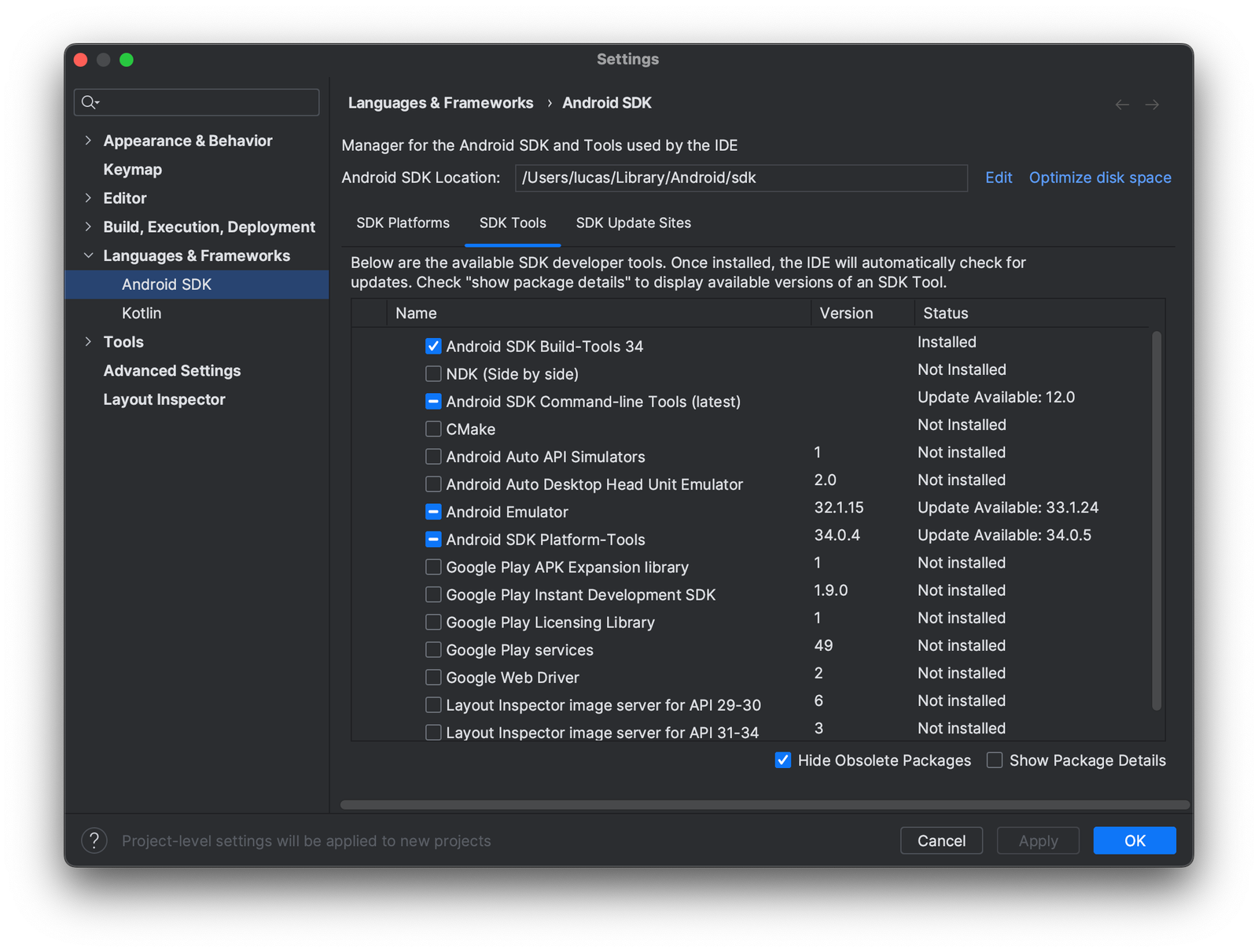 Instalando Android SDK pelo Android Studio