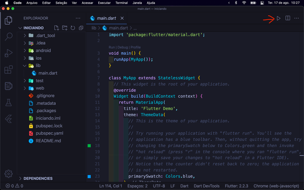 Iniciando um projeto Flutter pelo VSCode
